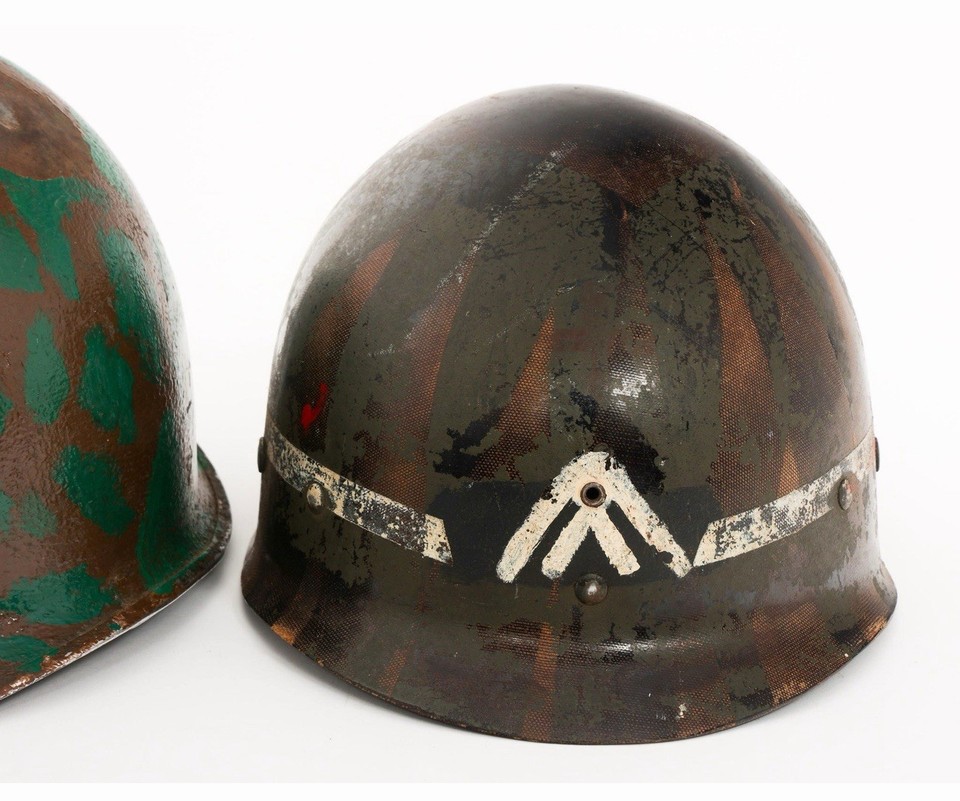KOREAN WAR USMC M1 COMBAT HELMET FIXED BALE FRONT SEAMED DIAMOND EGA ...