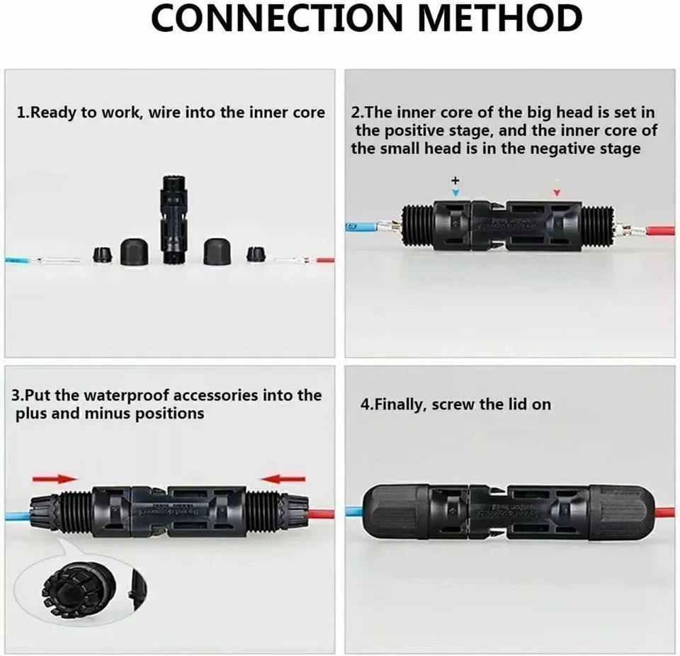 100 Pairs Male Female Wire Cable Connector Set Solar Panel Waterproof ...