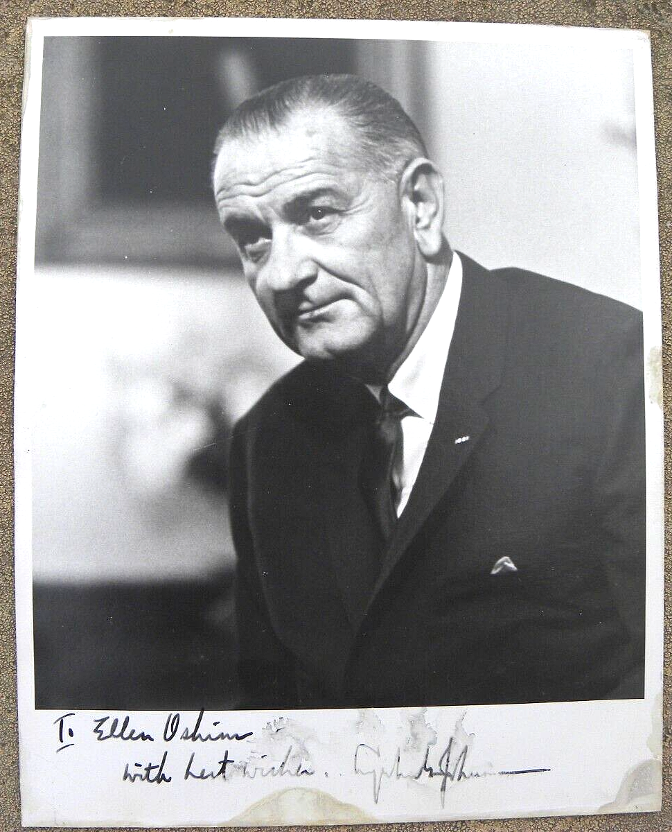 Lyndon Johnson LBJ presidential signature & inscription on b/w ...