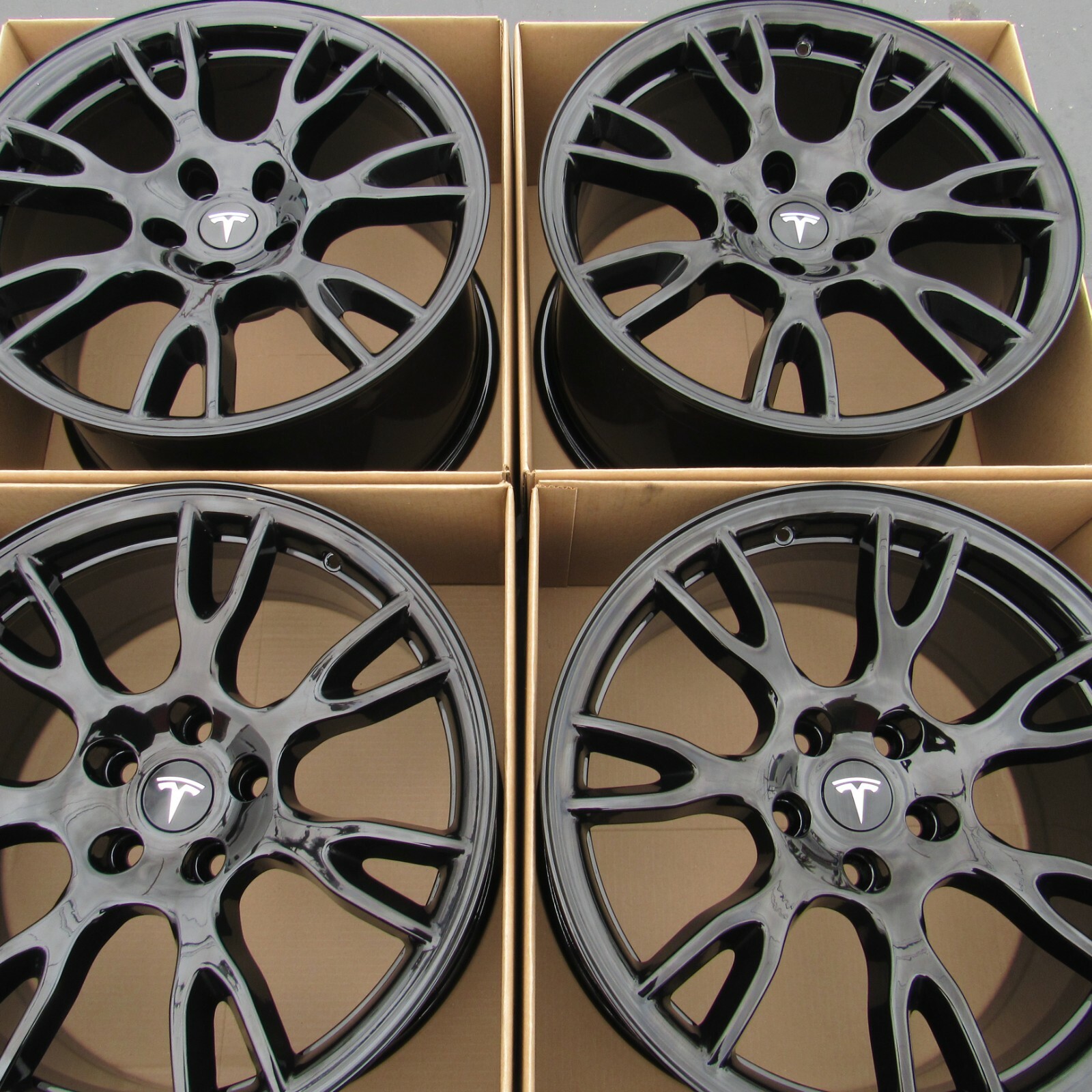 19" Tesla Model S Plaid OEM Factory Alloy wheels rims gloss black | eBay