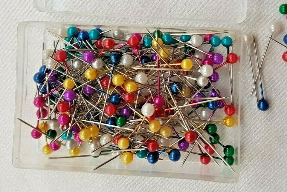 200 Pearl Dressmaking Pins Sewing Craft Hemming Tailors Pins Assorted ...