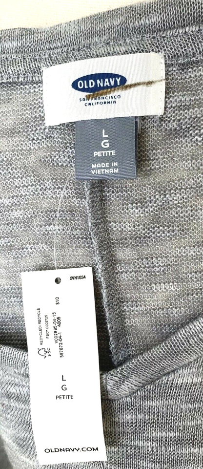 NWT Old Navy V-neck Boxy Lightweight Sweater LP LARGE Petite Grey Slub Knit Top | eBay