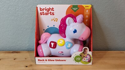 Bright Starts Rock & Glow Unicorn Toy Baby 6-12 Months Lights Up Moves ...