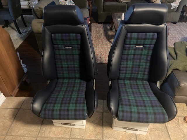 PORSCHE RECARO BMW E10 REUPHOLSTERED REBUILT GERMAN VINYL/TARTAN PLAID ...