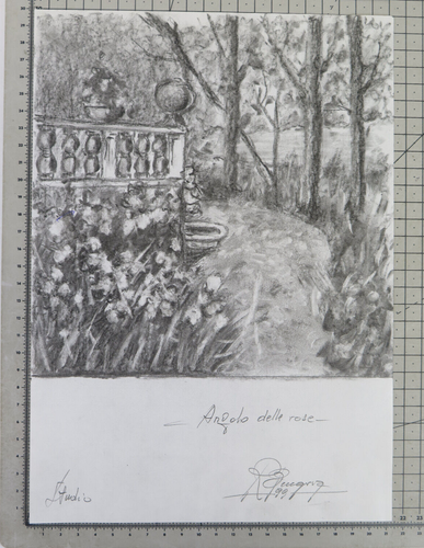 Old Drawing Signed Beccaria Titled Garden Of Roses Sketch DR3 | eBay