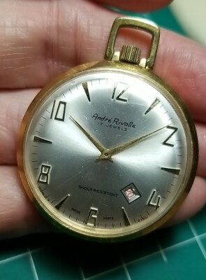 Men's Andre Rivalle Manual Wind Up Pocket Watch Not Working Parts ...