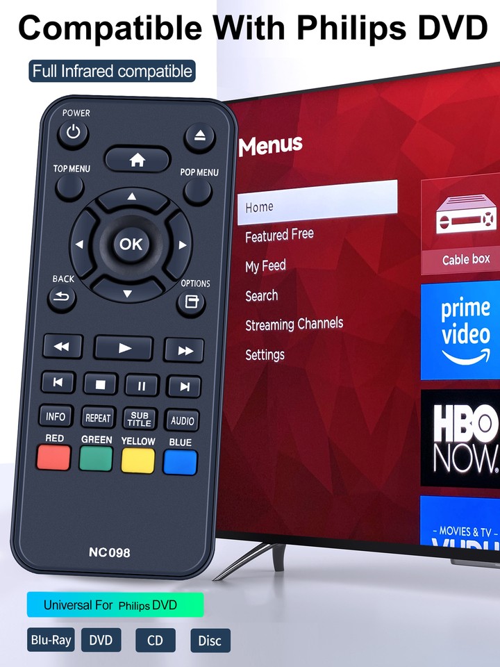 New NC098 Remote Control For Philips BDP1502 BDP1502/F7 DVD Player | eBay