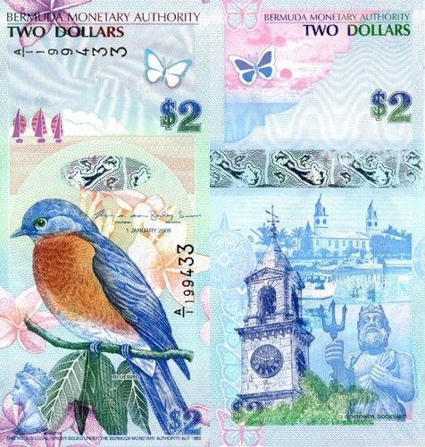 BERMUDA 2 Dollars 2009 P 57b Hybrid Prefix A/1 UNC | eBay