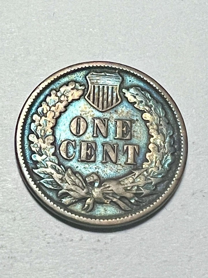 1889 Indian Head Cent - 1/1 Blue Rainbow Toned Penny Rare Unique Color ...
