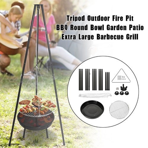 Tripod Outdoor Fire Pit BBQ Round Bowl Garden Patio Extra Large ...