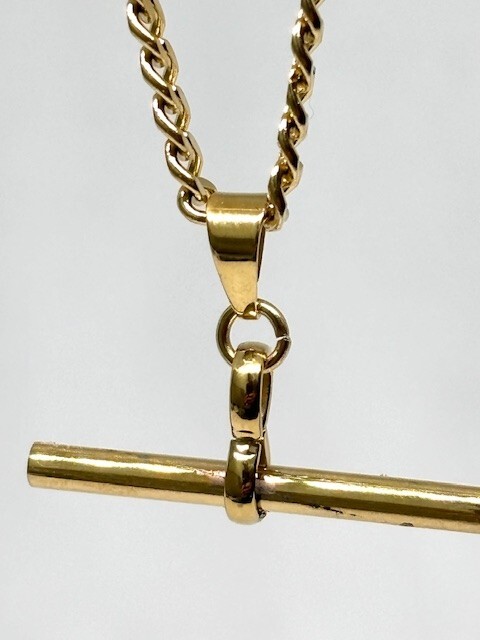 9ct Gold Double T-Bar Balance Bar Pendant Necklace Curb Chain 50cm ...