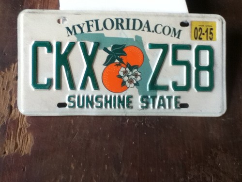 License Plate Vintage Florida Fla CKX Z58 Sunshine State 2015 Rustic ...