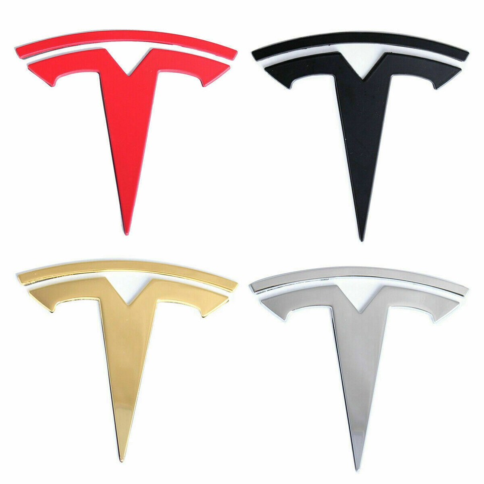 Metal Alloy Front Hood & Rear Tesla Emblem T Logo Badge For Tesla Model ...