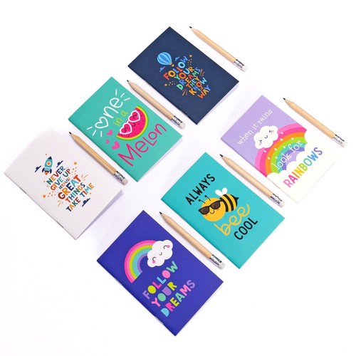 6 Mini Ruled Notebooks & Pencils Rubber A7 Notebook Party Bag School ...