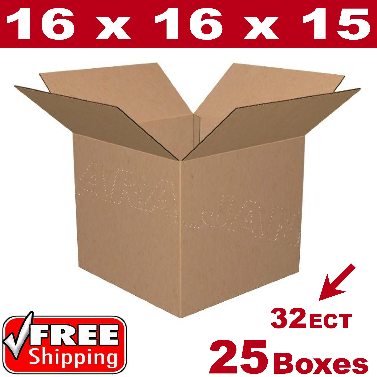 25 - 16x16x15 Cardboard Boxes Mailing Packing Shipping Box Corrugated ...