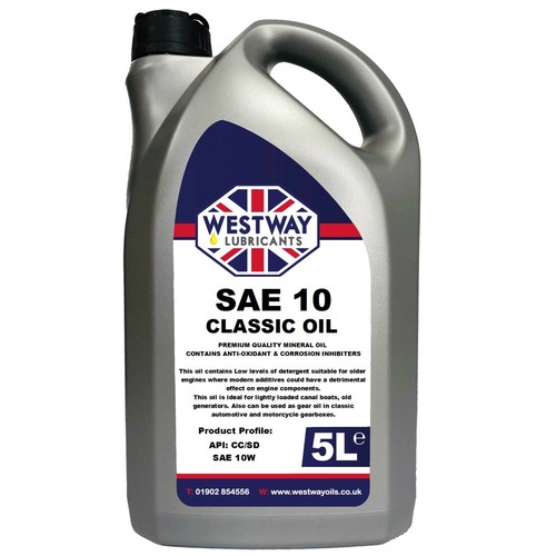 5L SAE 10 Monograde Engine Oil SAE10 Classic Motor Oil 5 Litres SAE 10W ...