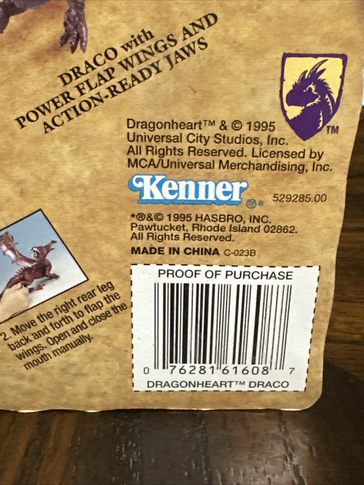 Kenner 1995 DragonHeart Draco 9" Dragon Power Flap Wings & Action Ready ...