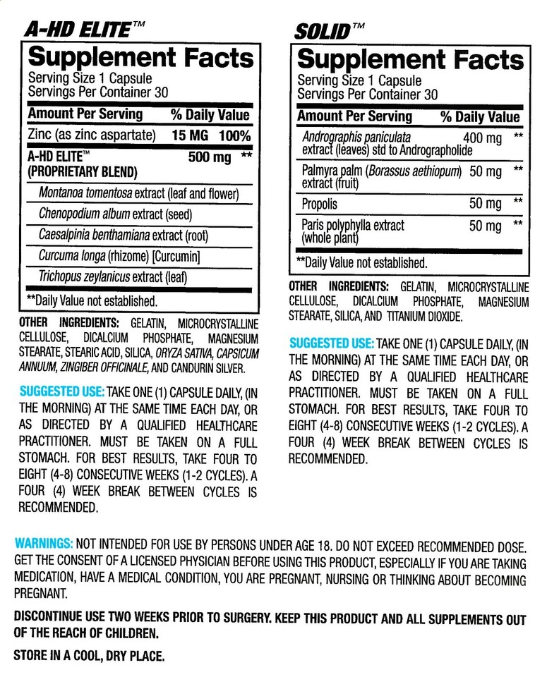 BPI Sports A-HD Elite Solid Testosterone Booster Anabolic & Androgenic ...