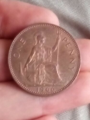 1966 Great Britain one Penny KM# 897 1p Queen Elizabeth II collectable ...