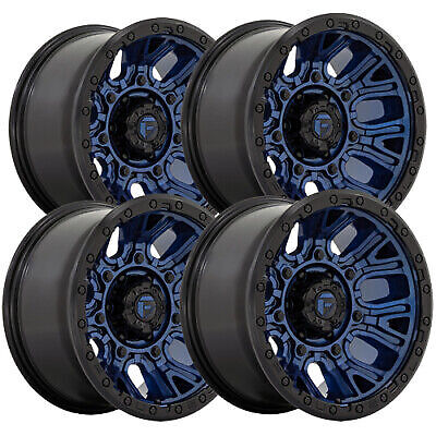 (Set of 4) Fuel D827 Traction 20x9 6x135 +1mm Blue Wheels Rims 20" Inch ...