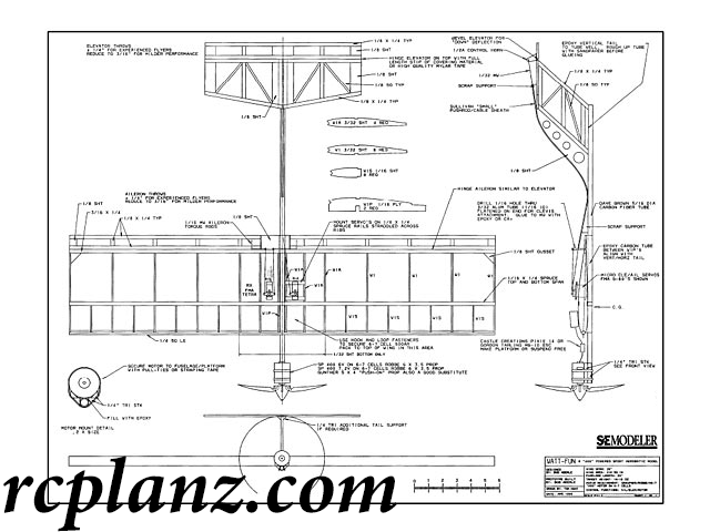 R/C AIRPLANE PLANS & PATTERNS: Watt Fun 30" Wingspan - RC Electric ...