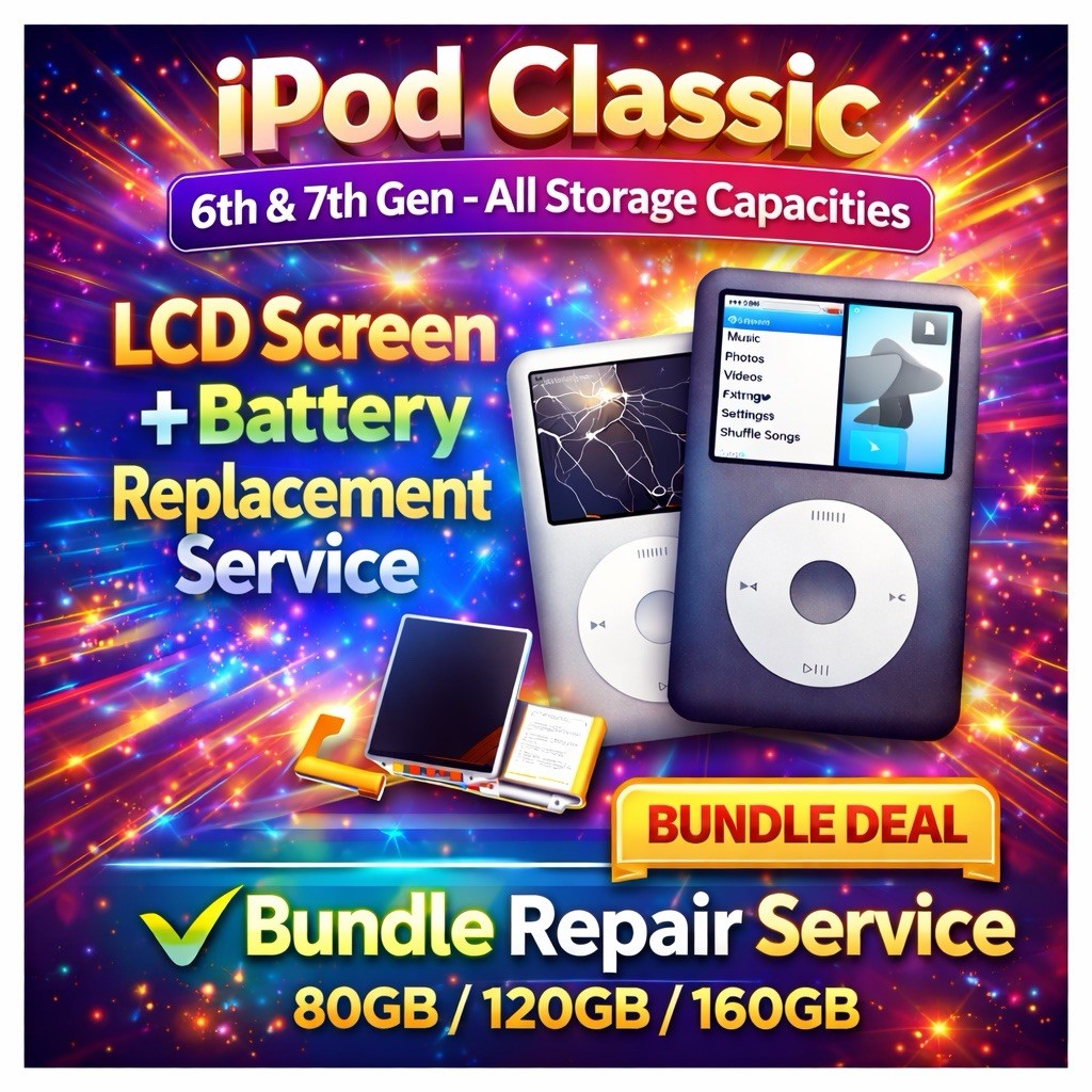 iPod Classic 6th & 7th Gen – LCD Screen + Battery Replacement Repair ...