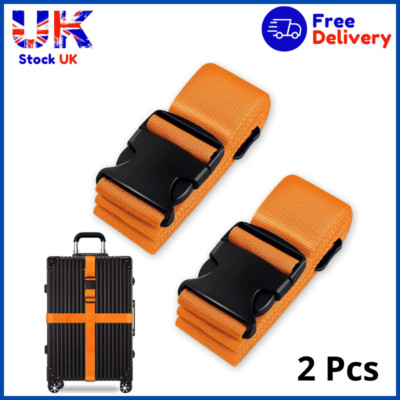 2pcs Suitcase Straps Extra Strong Safety Adjustable Luggage Travel ...
