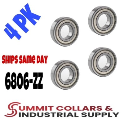 6806-ZZ Metal Sealed Deep Groove Ball Bearing - 30mm x 42mm x 7mm (4 PK ...