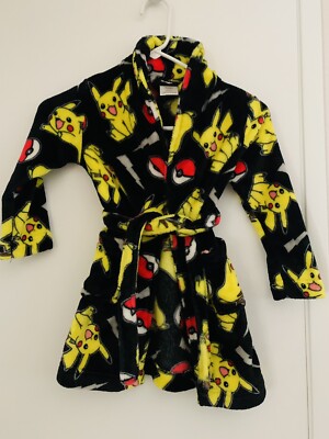 Pokemon Robe Kids 4 Bath Lounge Sleepwear Fluffy Soft Warm Waist Tie ...