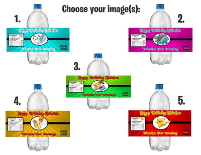 (10) Personalized POKEMON Glossy Water Bottle Labels, Party Favors, 2 ...