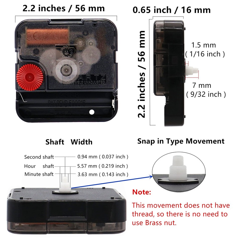 2 Pack Silent Sweep Clock Movement with 4 Pack of Small Hands,Wall ...