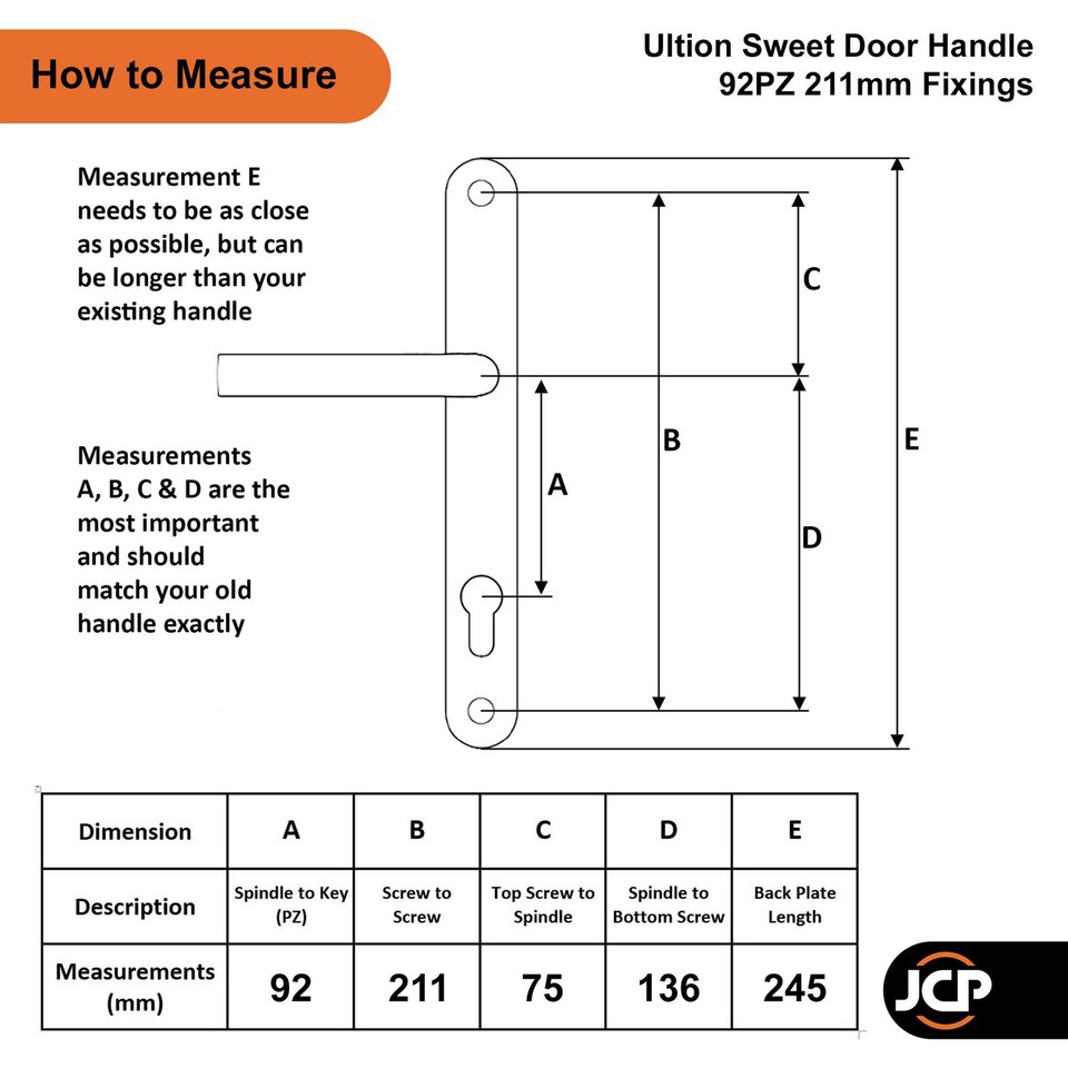 Composite Door Handle Pair uPVC Sprung Lever Set 92PZ 211mm Fixings ...