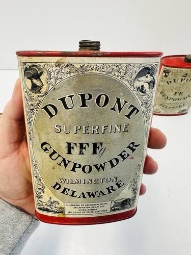 (3) Antique Red DUPONT SUPERFINE FFg FFFg GUNPOWDER PAPER LABEL EMPTY ...