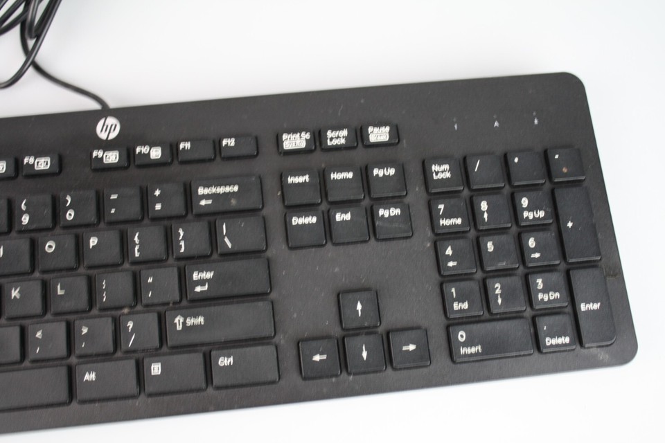 Hewlett Packard HP Model KBAR211 USB Slim Wired QWERTY Black Keyboard ...