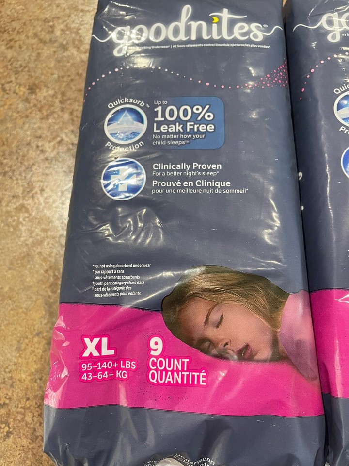 Goodnites Girls XL Bedtime Underwear - 36 Count (95 - 140+ Lbs) Free ...