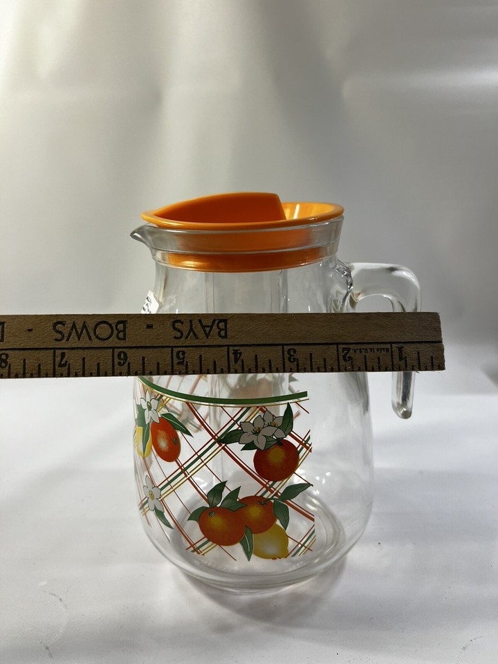 Vintage Cerve Glass Pitcher 8” Made in Italy ~with ice Chiller Insert ...