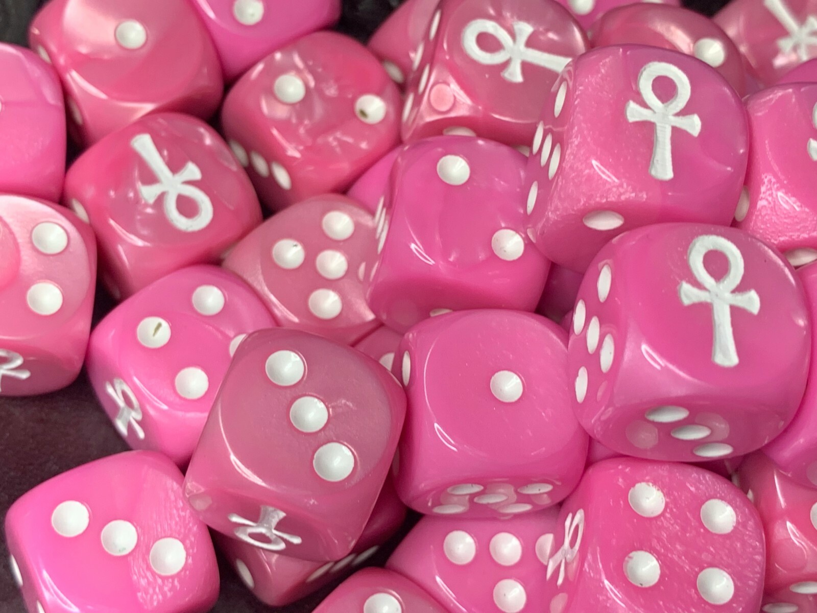 White Ankh Symbol on Pink D6 Customized Die Six Sided RPG Table Top ...