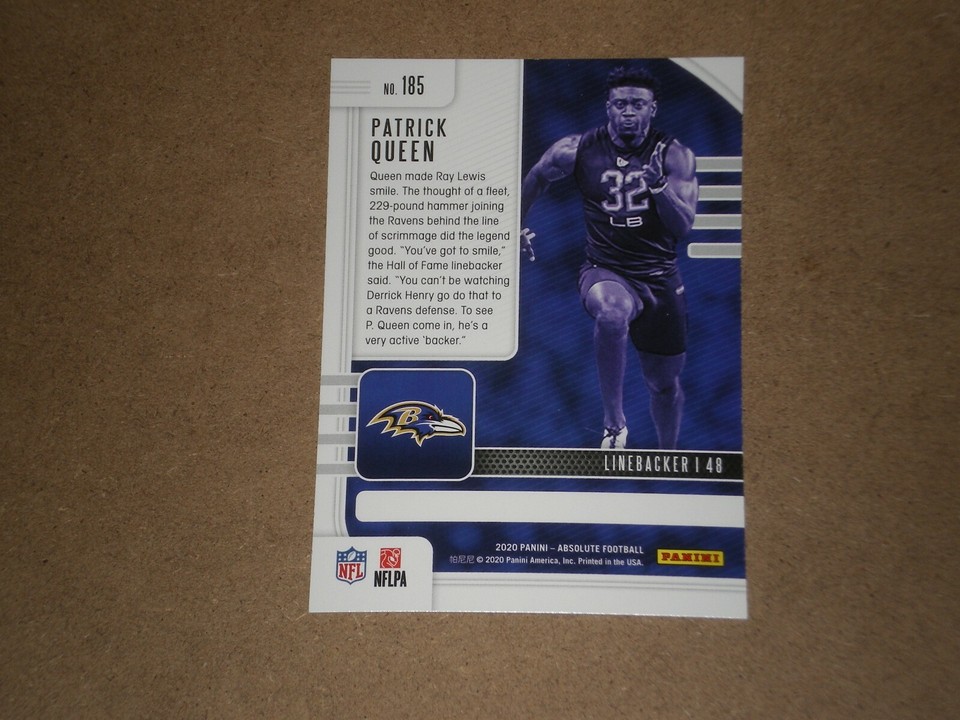 PATRICK QUEEN 2020 ABSOLUTE "YELLOW BORDER" ROOKIE CARD. BALTIMORE ...