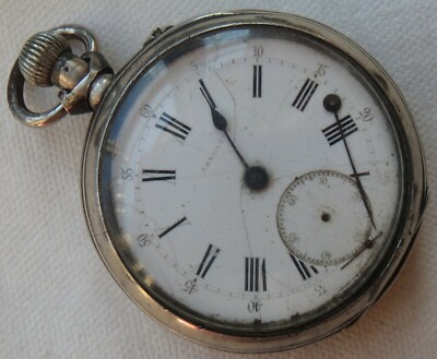 Longines Pocket Watch open face silver case 48 mm. in diameter enamel ...