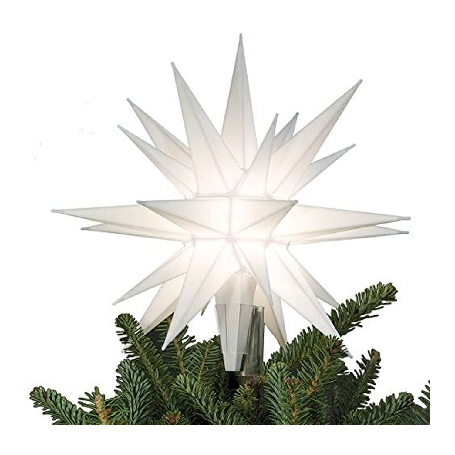Keystone Holiday 12 Inch Prelit LED Holiday Star Tree Topper, White ...