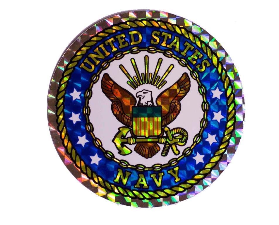 USN United States Navy Emblem Reflective Round Decal Bumper Sticker 3 ...