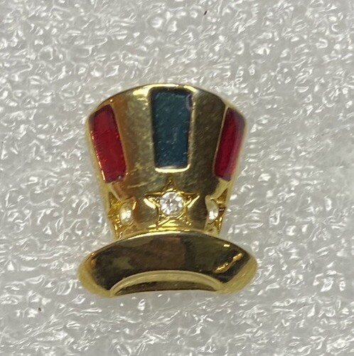 Vintage Gold Tone Crystal Red & Green Enamel Top Hat Pin Tie Tack | eBay