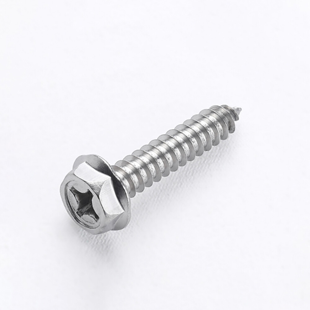 Flanged Phillips Hexagon Self-Tapping Screws A2 Stainless Hex Head ...