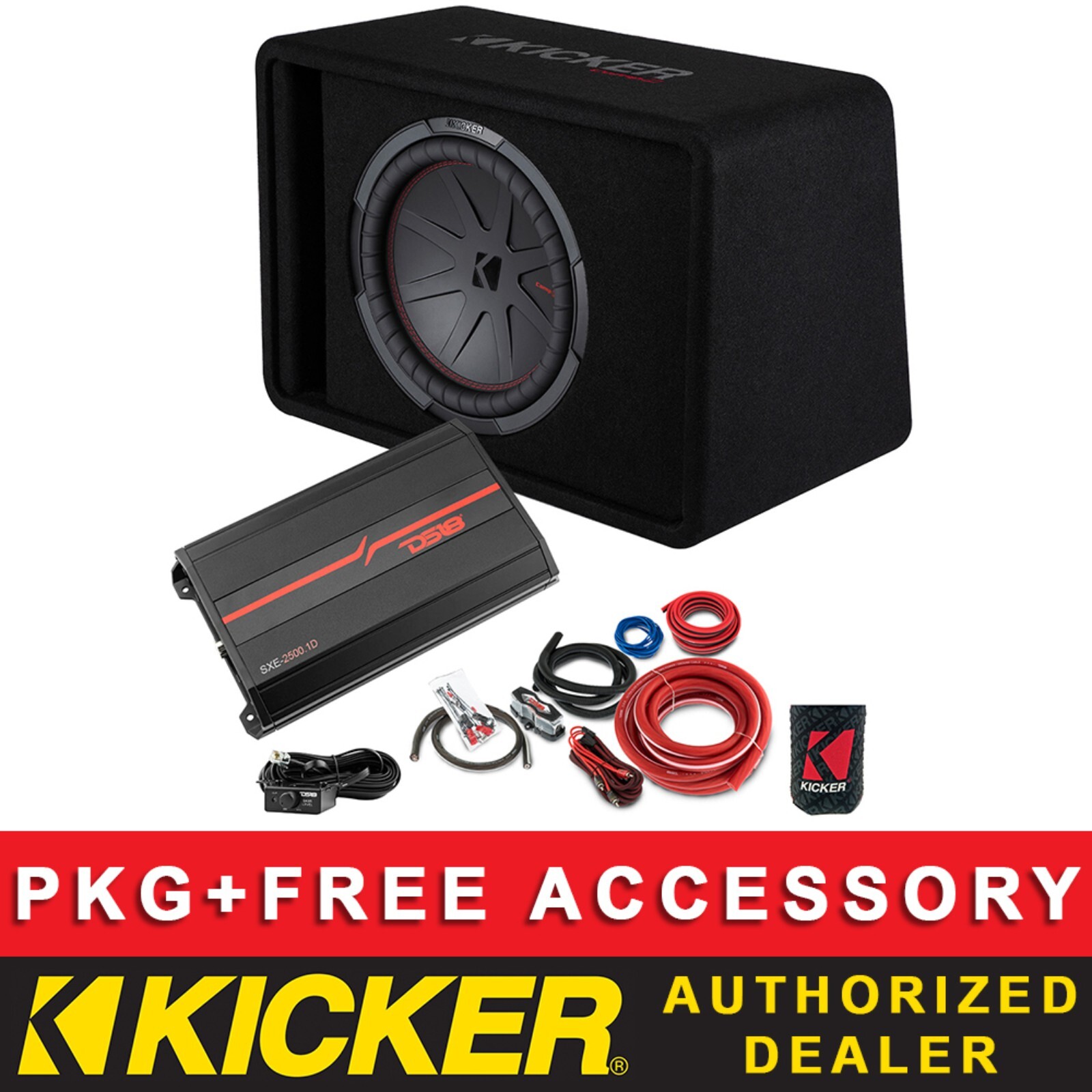KICKER 500W VCWR122 12" CAR AUDIO SUB PACKAGE + CLASS D AMPLIFIER ...