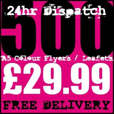 500 A5 Full Colour Digital Printed Flyers / Leaflets High Quality 24hr ...