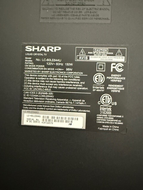 SHARP TV - 60-inch 1080p LED LCD TV with a 120Hz refresh rate | eBay