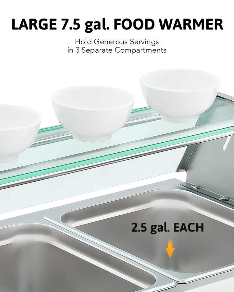 3x10QT Commercial Electric Food Warmer Buffet Bain Marie Countertop ...