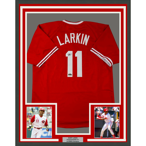 Framed Facsimile Autographed Barry Larkin 33x42 White Reprint Laser ...