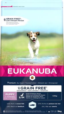 Eukanuba Puppy Grain Free Small/Medium Breed Ocean Free 3 x 3kg - DOG FOOD | eBay UK