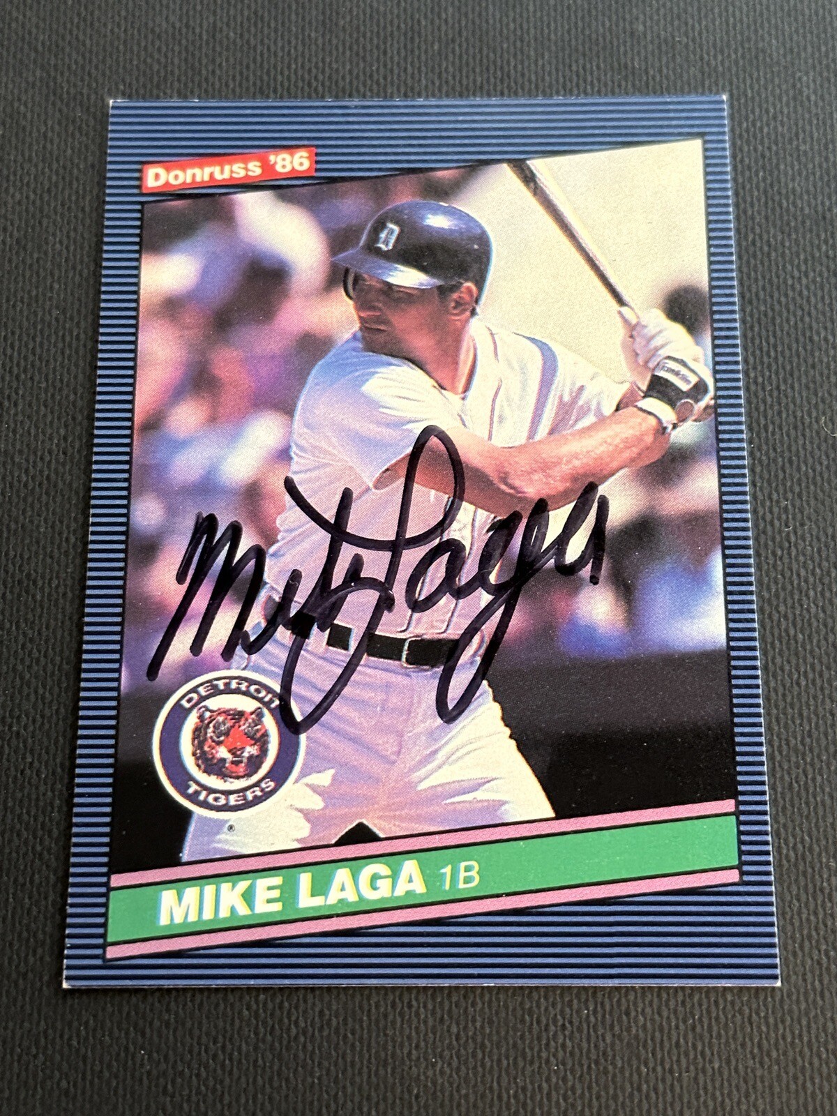 Mike Laga Signed 1986 Donruss Card Auto Detroit Tigers Autograph ...